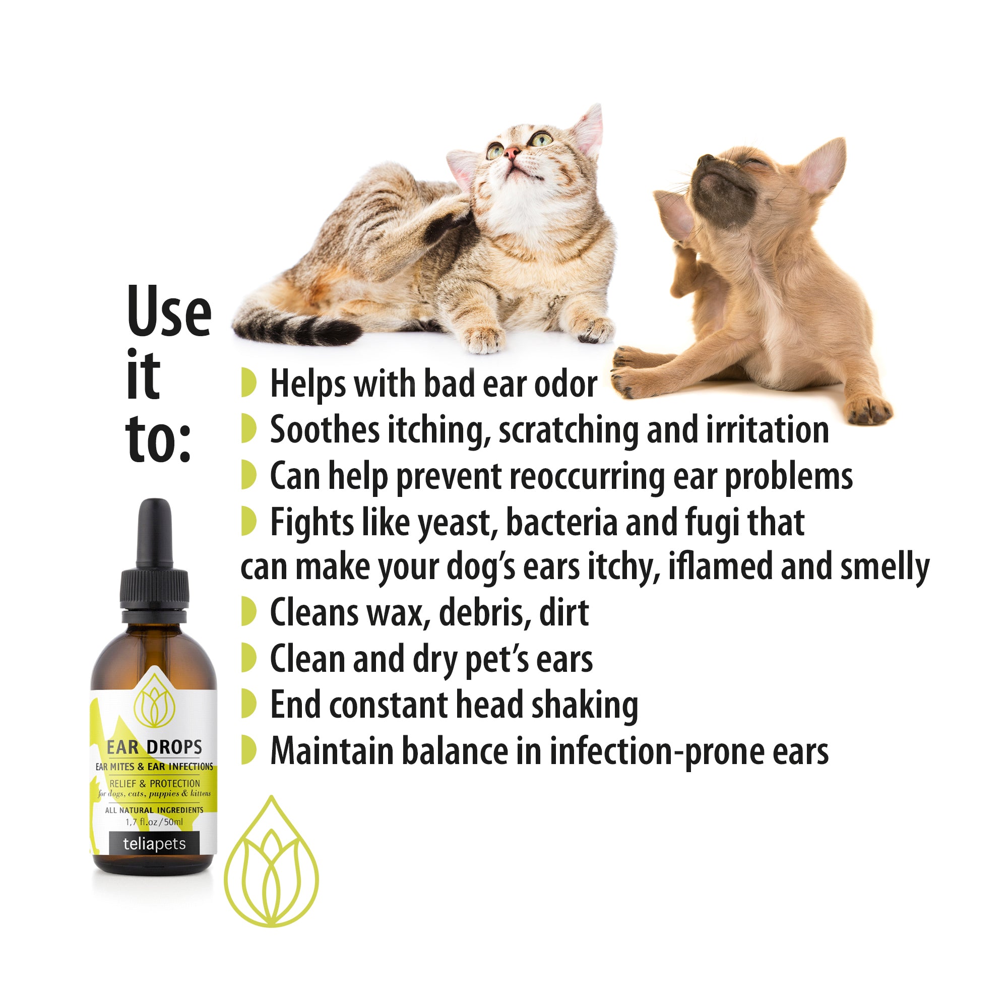 Teliapets Ear Drops: Relieve and protect your pet from ear mites, lice ...