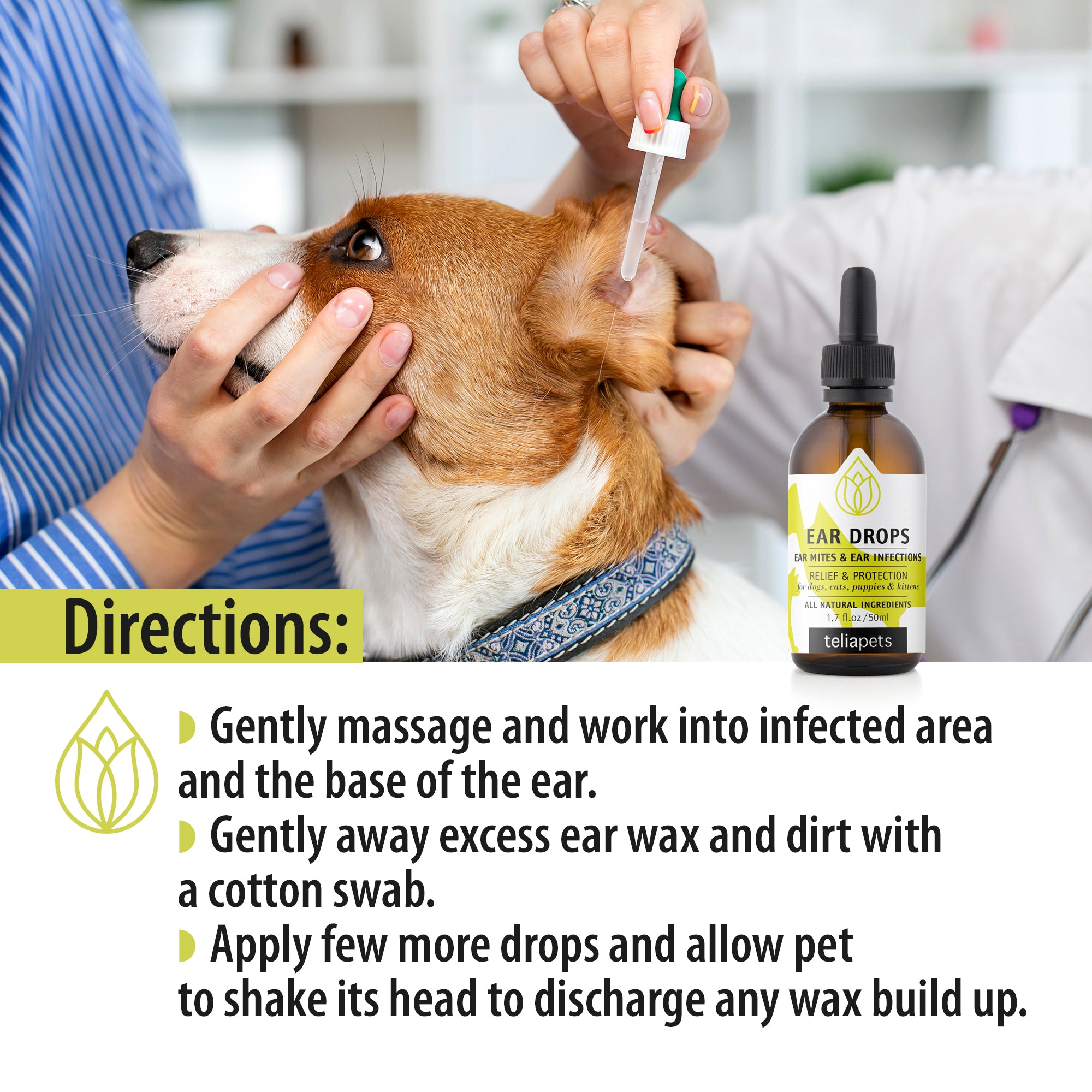 Teliapets Ear Drops: Relieve and protect your pet from ear mites, lice ...